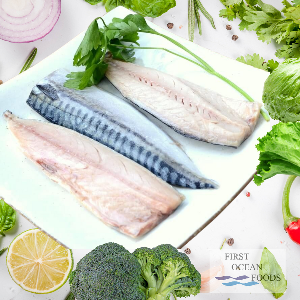 (First Ocean Foods) Frozen Saba Atlantic Mackerel Fillets 5PC - (15% O